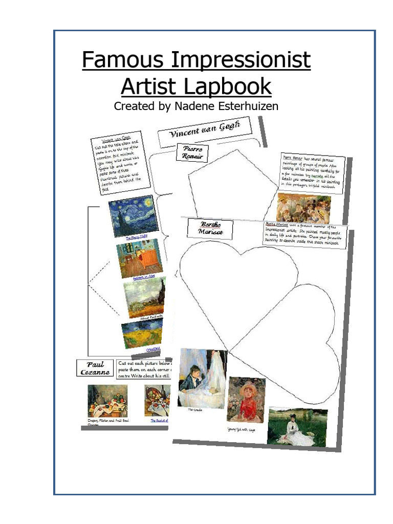 Famous Impressionist Artist Lapbook | PDF | Impressionism | Paintings