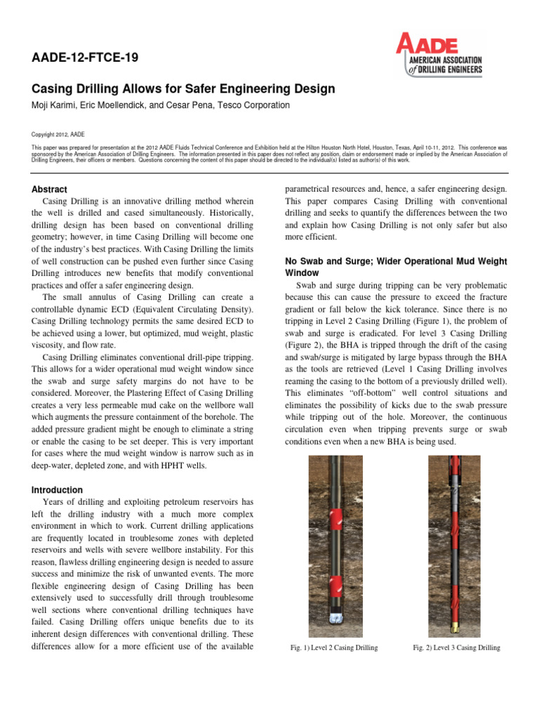 Casing Drilling Allows For Safer Engineering Design | PDF | Casing ...