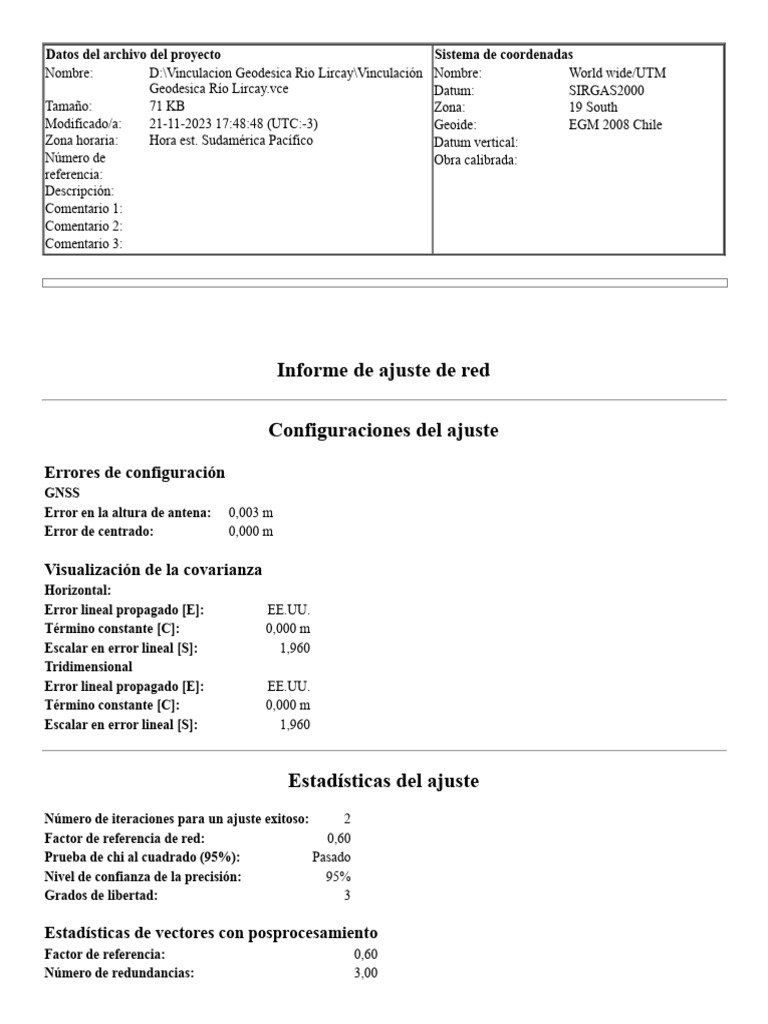 Informe de Ajuste de Red - BN07 - LIRCAY | PDF | Tecnología geográfica ...