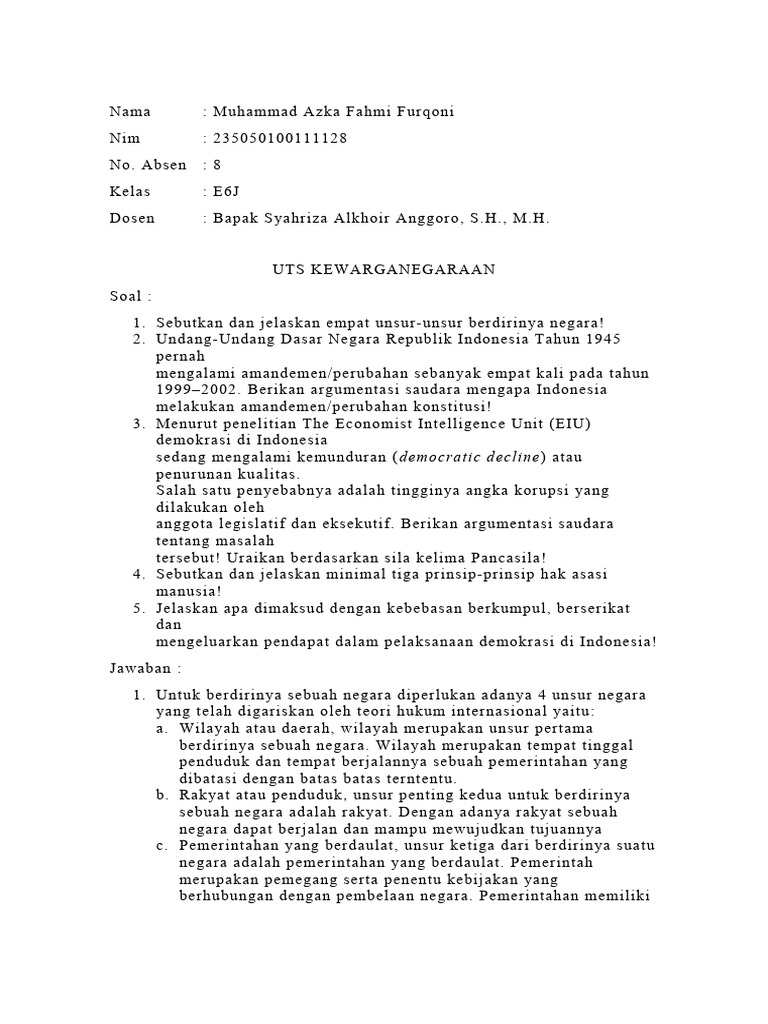 8 - Muhammad Azka Fahmi Furqoni - 235050100111128 | PDF | Politik