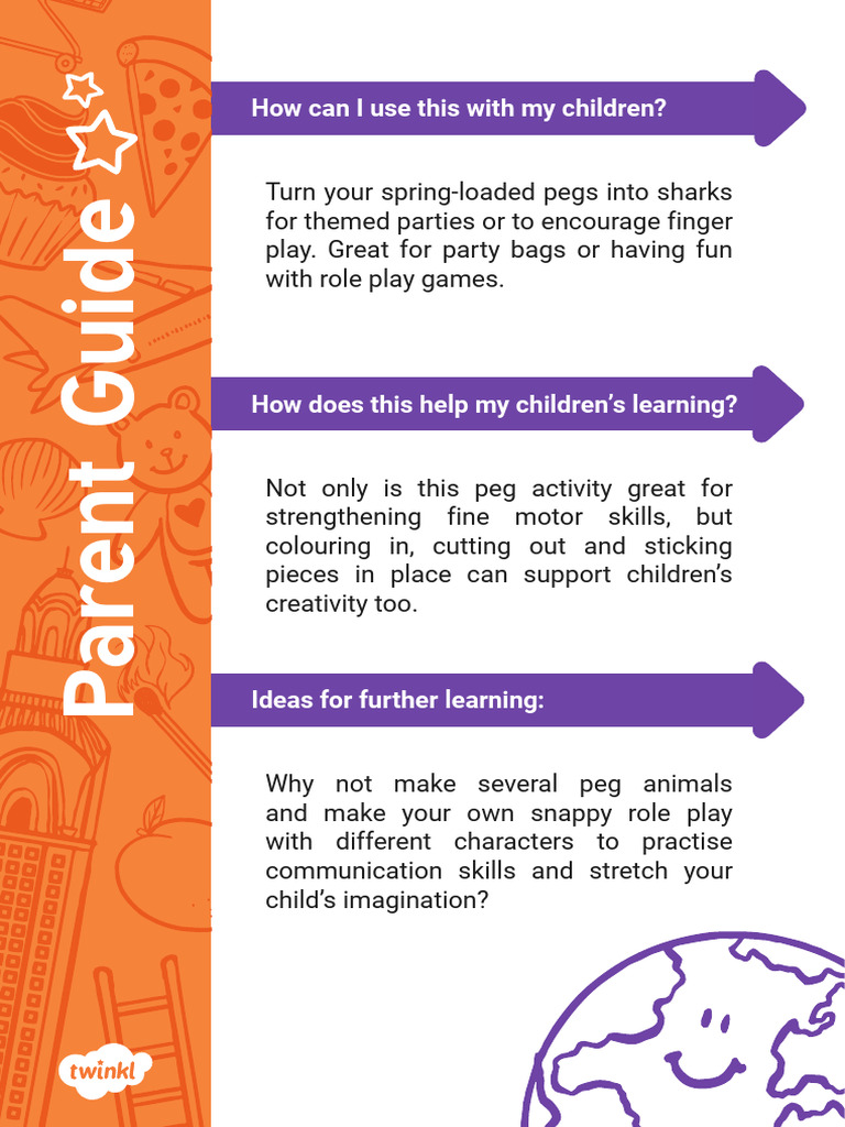 Shark Peg Craft for Kids' Learning | PDF