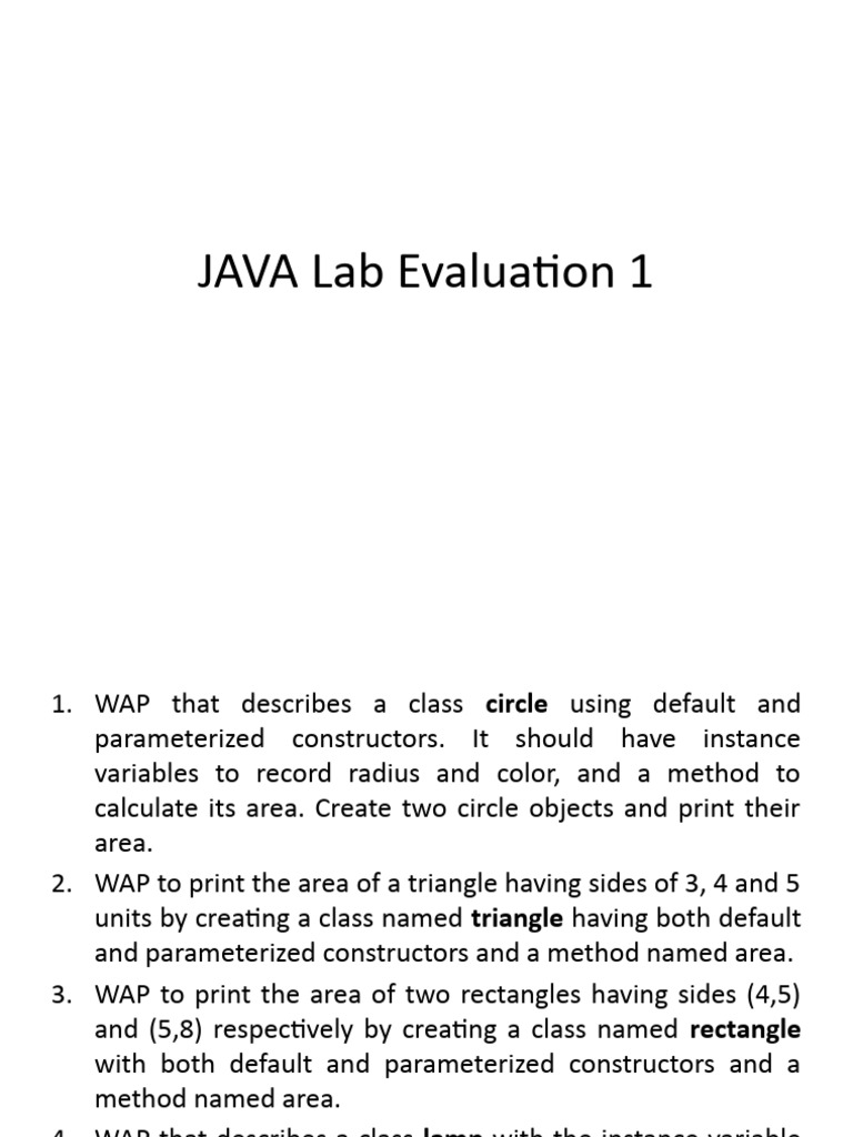 1 JAVA Lab Evaluation 1 | PDF | Computers
