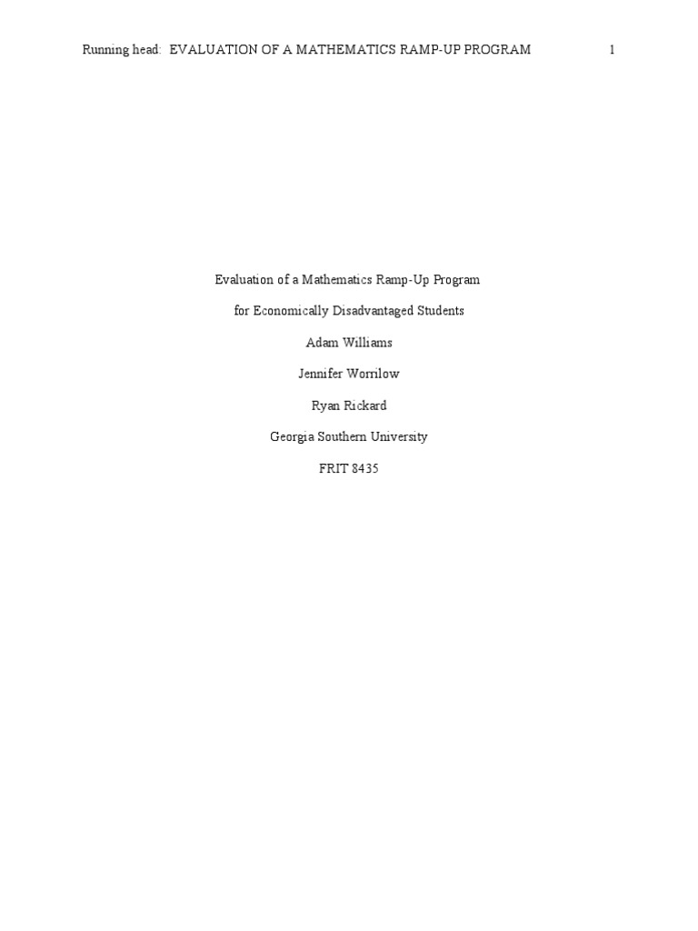 Evaluation of A Math Ramp-Up Program | PDF | Adequate Yearly Progress ...