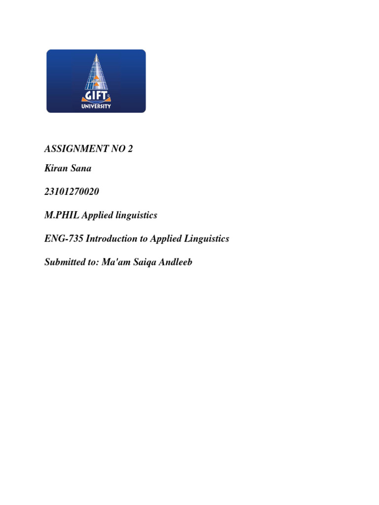 Assignment No 2 | PDF | Second Language | Vocabulary
