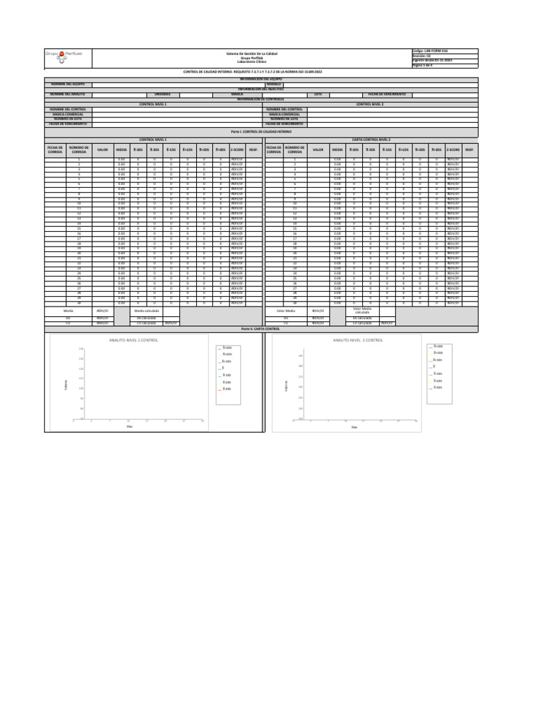 Lab-Form-016 Control de Calidad Interno Química Rev 02 | PDF | Medición | Desviación Estándar