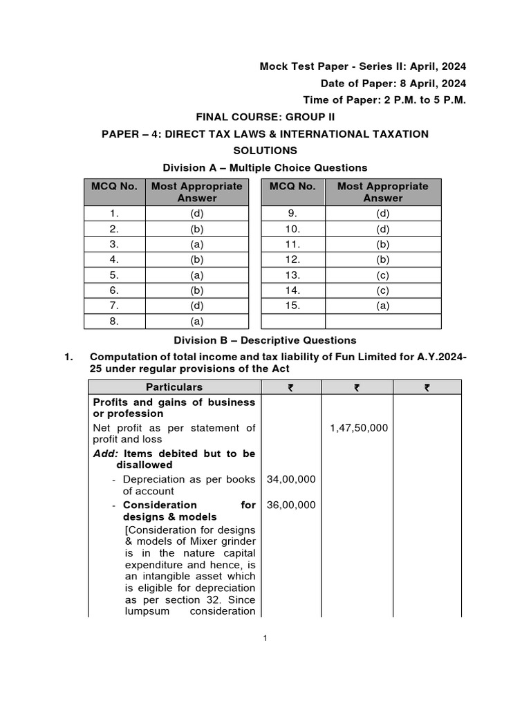 DT MTP 2 Ans | PDF | Expense | Permanent Establishment