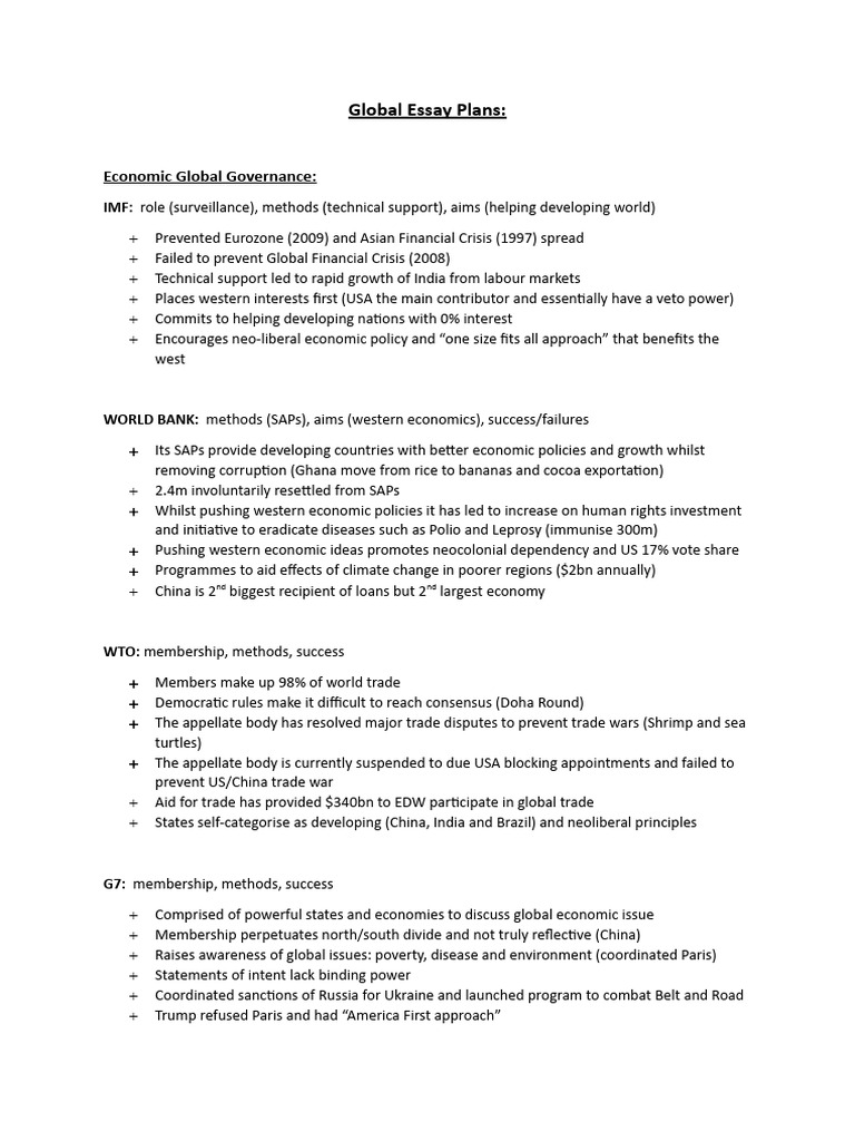 Global Essay Plans | PDF | United Nations Security Council | Polarity ...