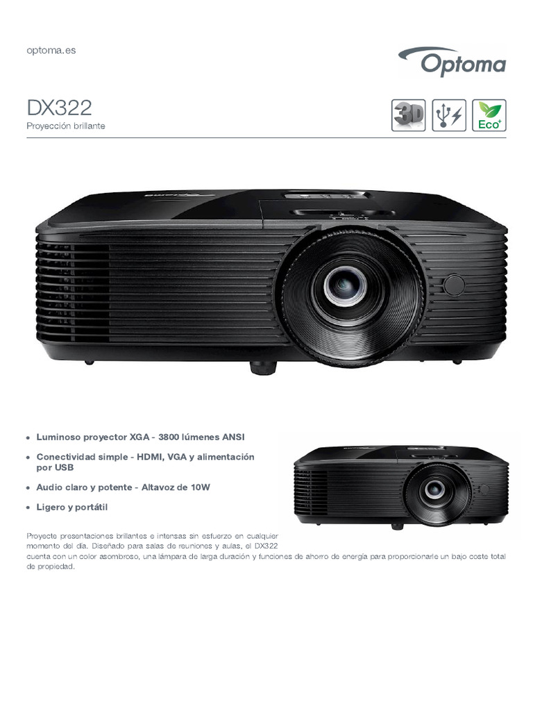 Proyector OPTOMA DX 322 | PDF | Tecnología de información y comunicaciones | Electrónica