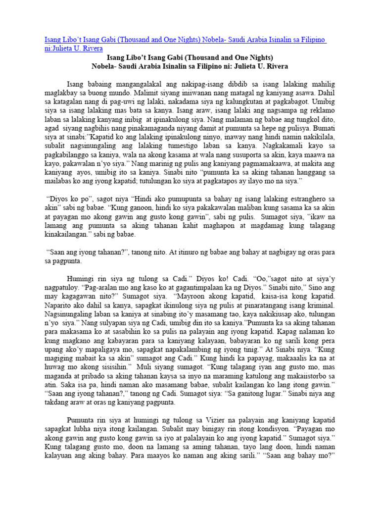 Isang Libot Isang Gabi Thousand and One | PDF