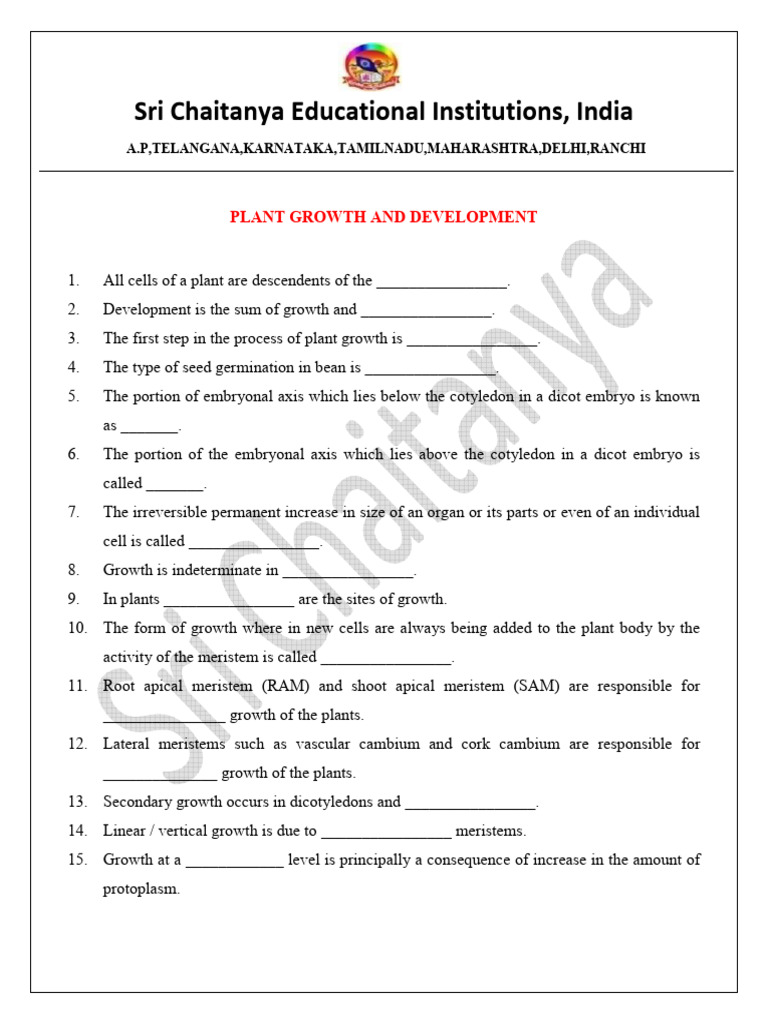Botany - Plant Growth and Development | PDF | Plant Hormone | Auxin