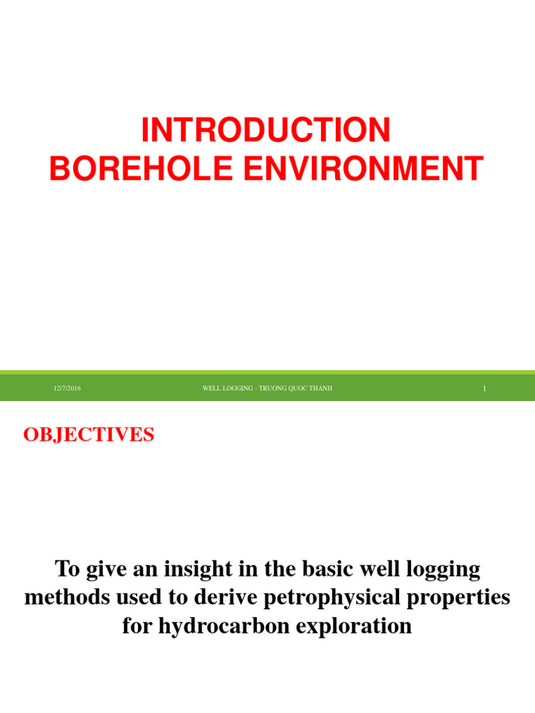 Borehole Environment in Well Logging | PDF | Science & Mathematics