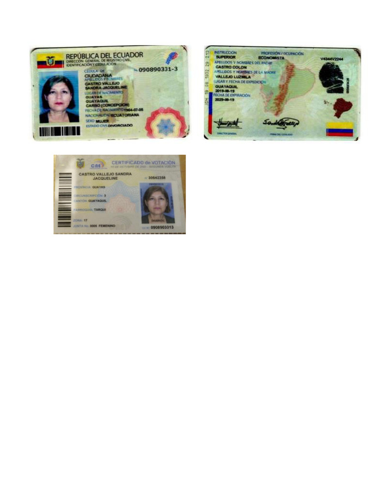 Cedula y Certificado de Votacion Sandra C 10-2023 | PDF