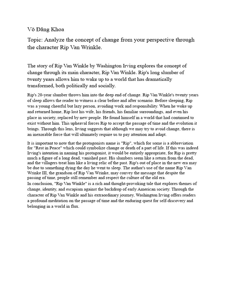 Võ Đăng Khoa Topic: Analyze The Concept of Change From Your Perspective ...
