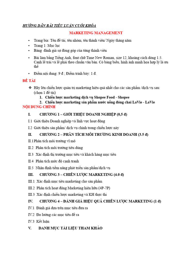 Guideline - MKT Management Assignment | PDF