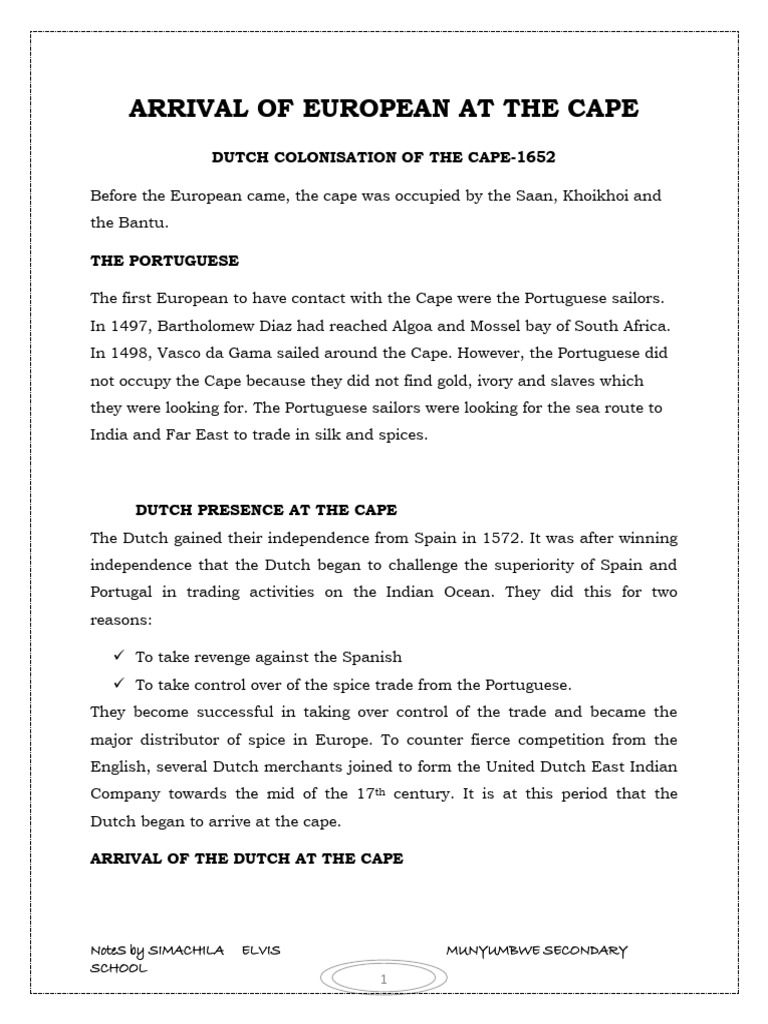 Arrival of European at The Cape | PDF | Zulu Kingdom | Orange Free State