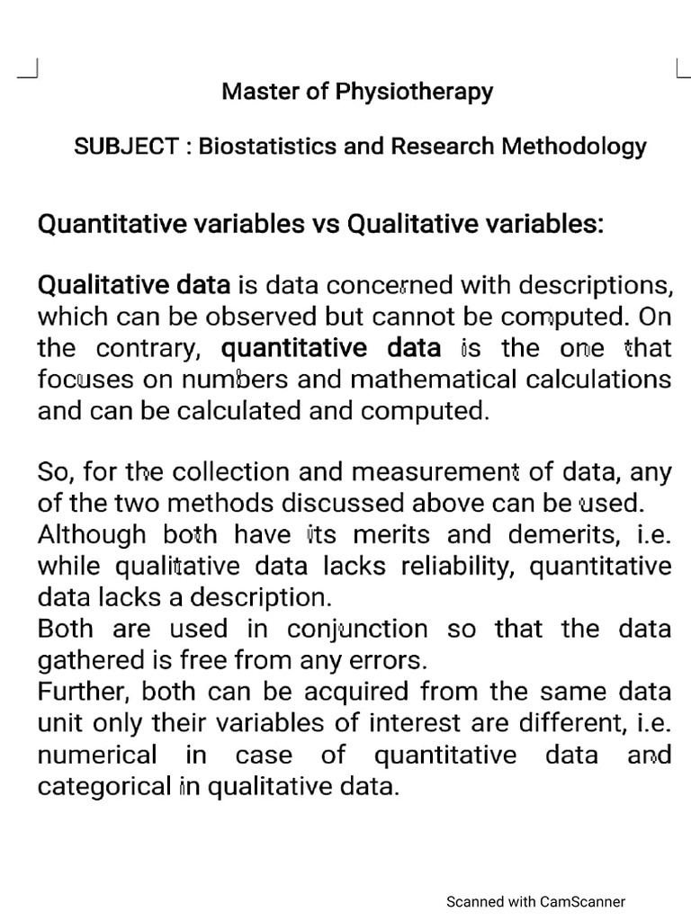 MPT Biostatistics Notes | PDF