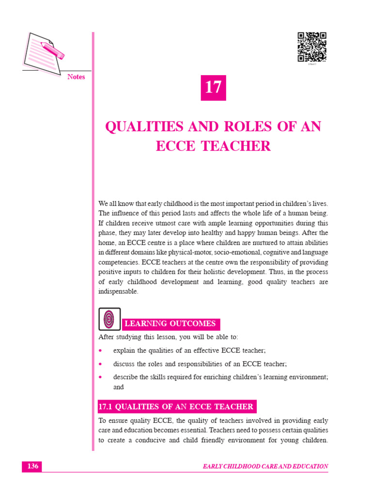 ECCE Teacher Qualities & Roles | PDF | Teachers | Early Childhood Education