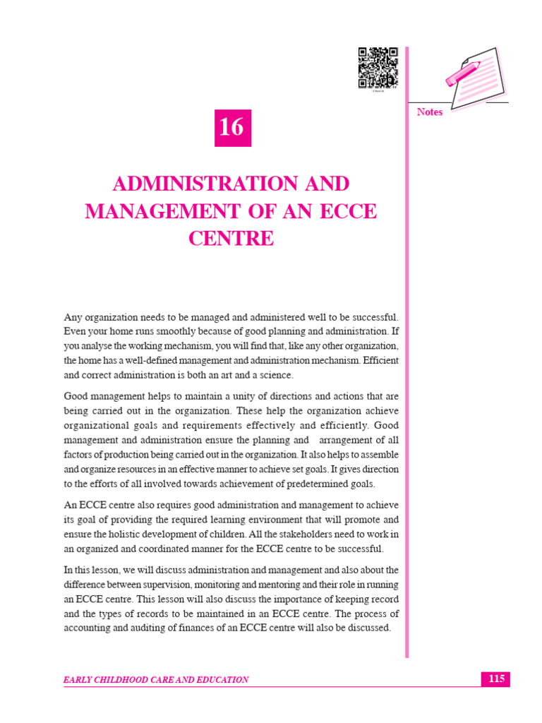 16 Administration and Managementof ECCE Centre | PDF | Mentorship ...