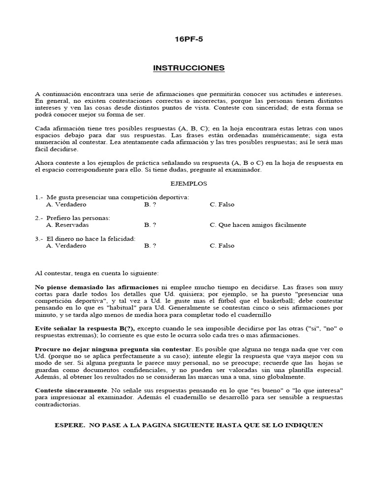 Cuadernillo 16PF-5 | PDF
