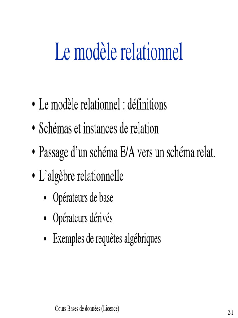 Modèle et Schémas Relationnels | PDF | Modèle relationnel | Informatique