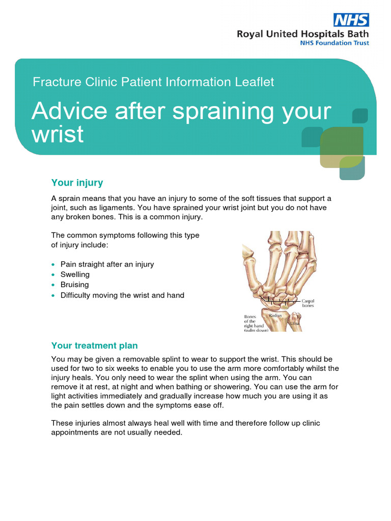 ORT 057 Advice After A Wrist Sprain | PDF | Traumatology | Musculoskeletal Disorders