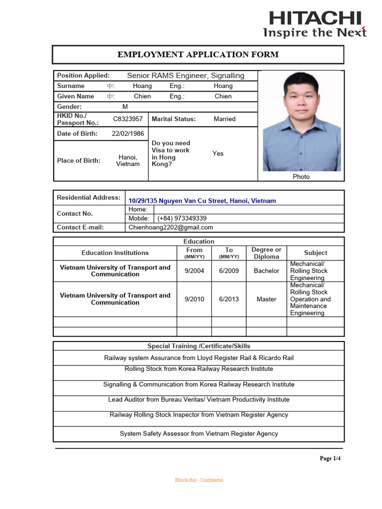 Employment Application Form HK | PDF