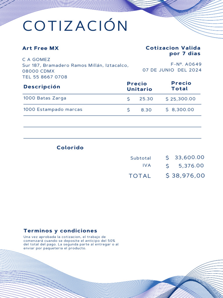 Cotizacion Empresa Corporativo Blanco y Azul | PDF