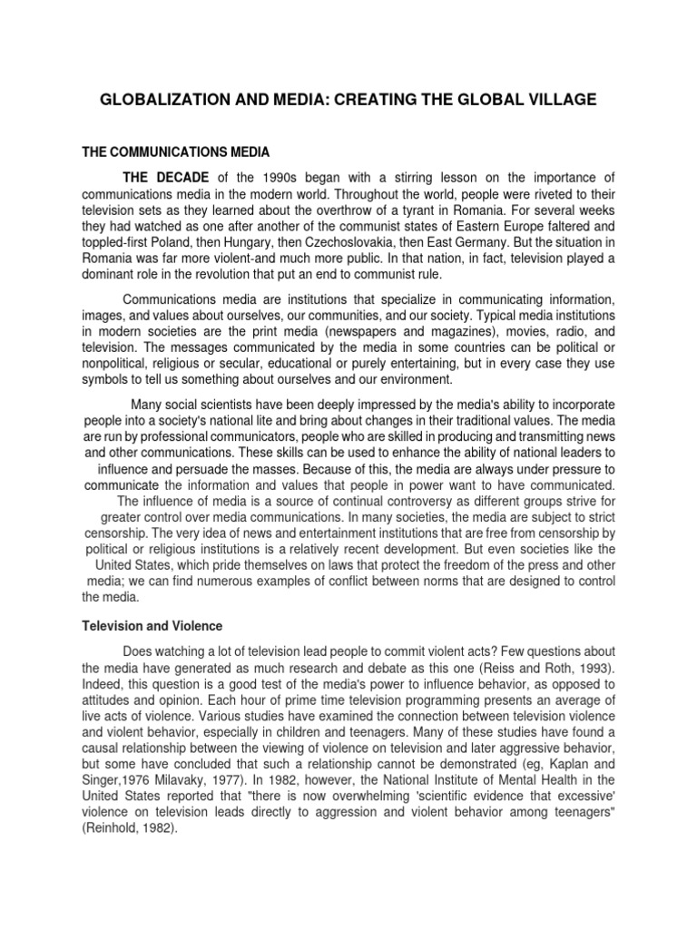Globalization and Media 1 | PDF | Mass Media | Communication