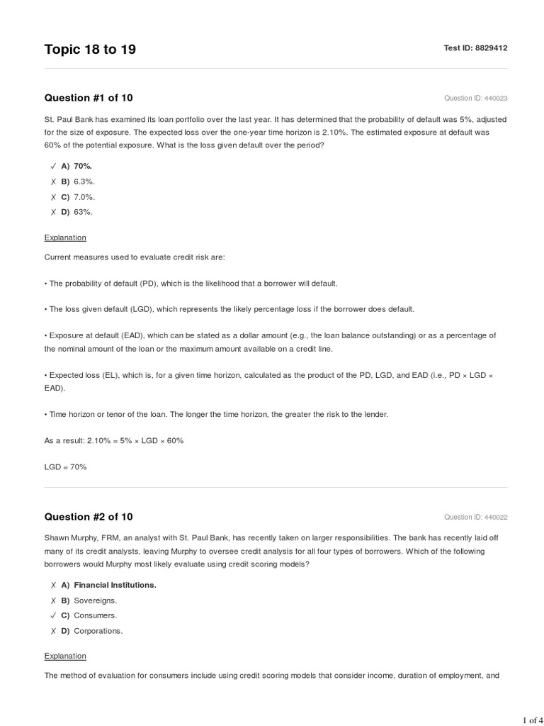 Topic 18 To 19 Answer Download Free PDF Loans Financial Analyst