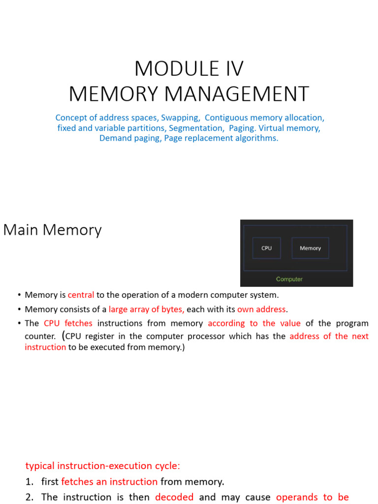 Memory Management | PDF | Computer Data Storage | Process (Computing)
