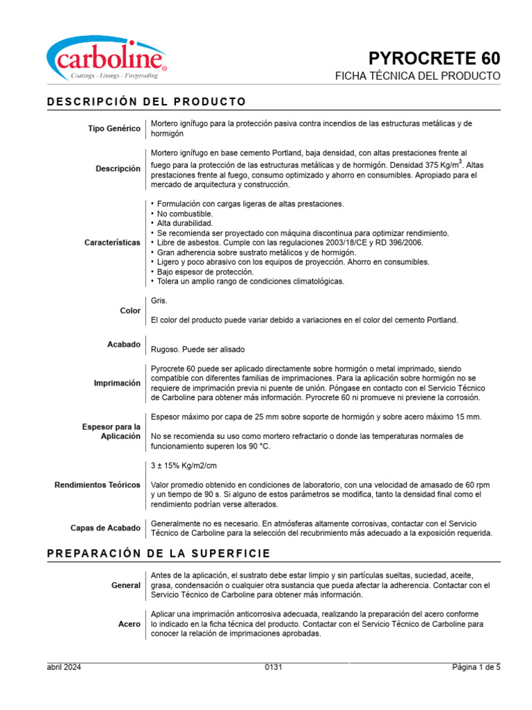 PYROCRETE_60_PDS | Descargar gratis PDF | Hormigón | Densidad PYROCRETE_60_PDS | Descargar gratis PDF | Hormigón | Densidad