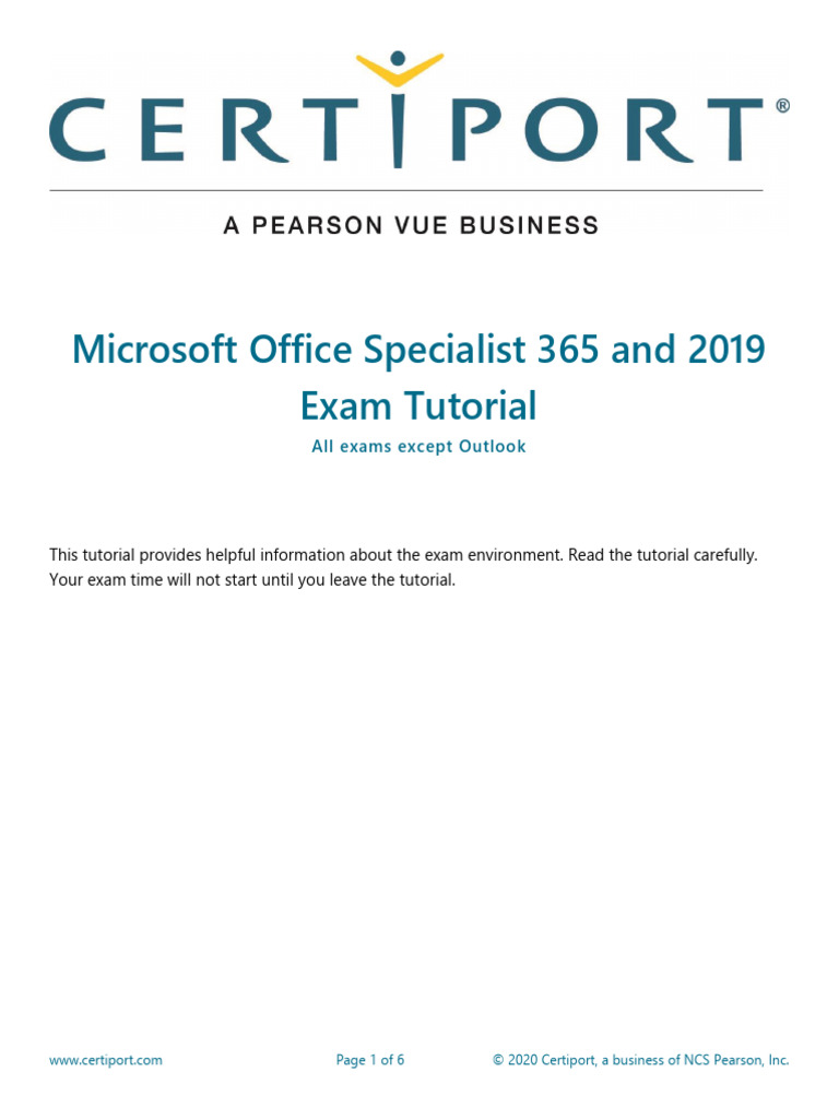 4.1 Certiport - Tutorial | PDF | Trademark | Microsoft Excel