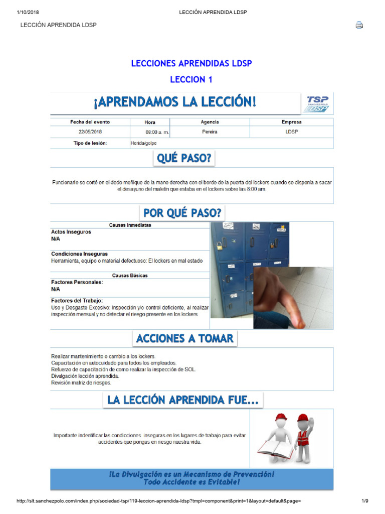 EJEMPLOS LECCIÓN APRENDIDA | PDF