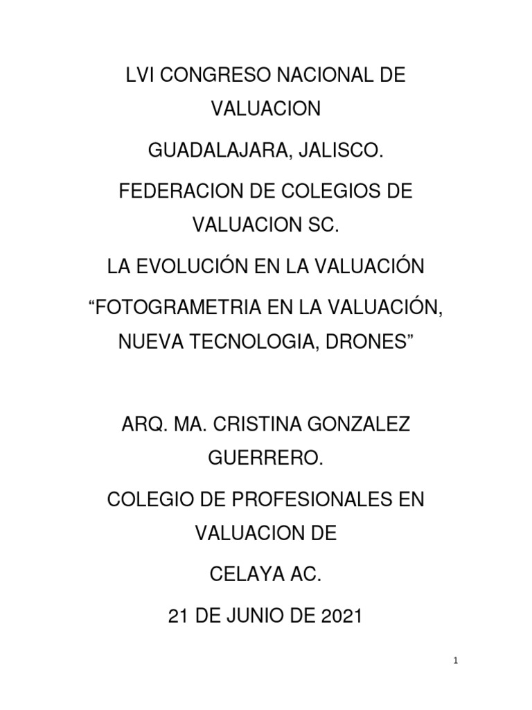 Fotogrametría y Drones en Valuación | PDF | Vehículo aéreo no tripulado ...
