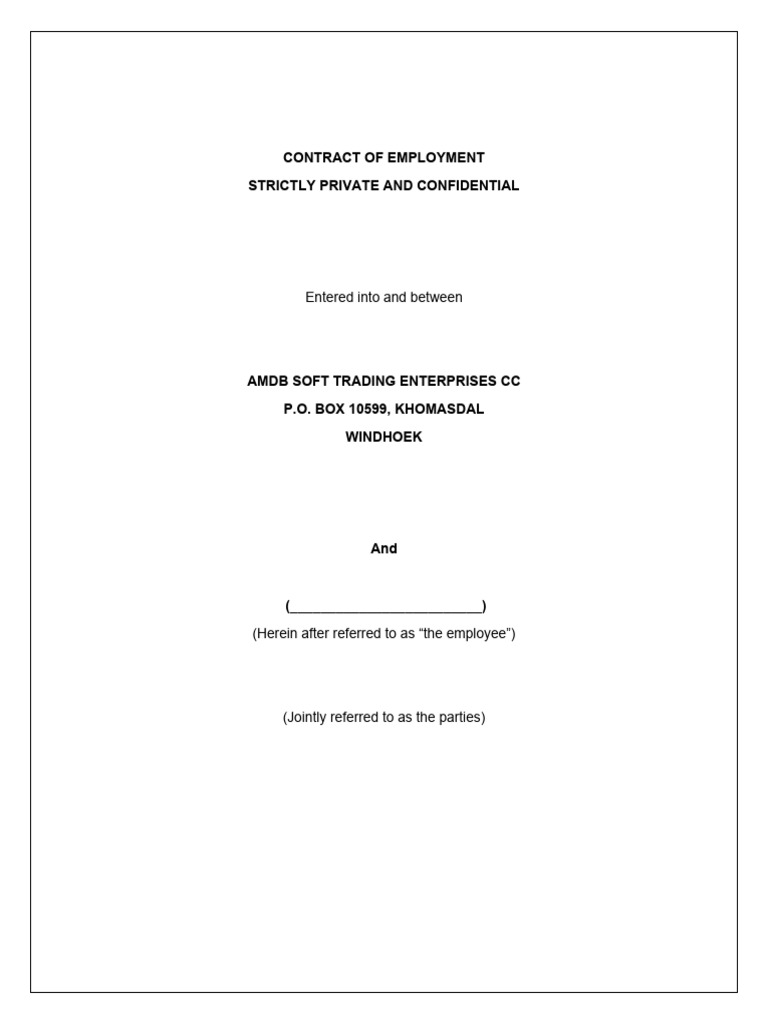 Contract of Employment - Andre | PDF | Sick Leave | Employment
