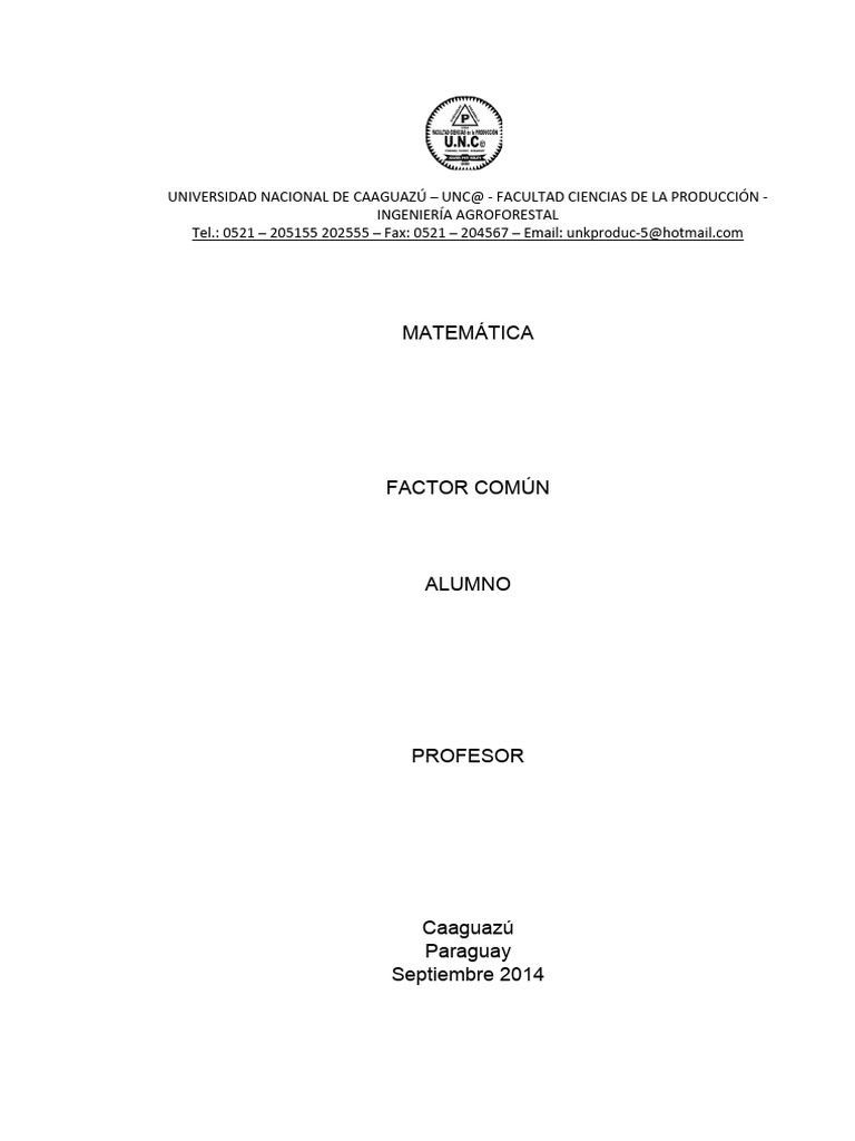 Factor Común en Matemáticas: Guía Completa | PDF | Factorización | Números