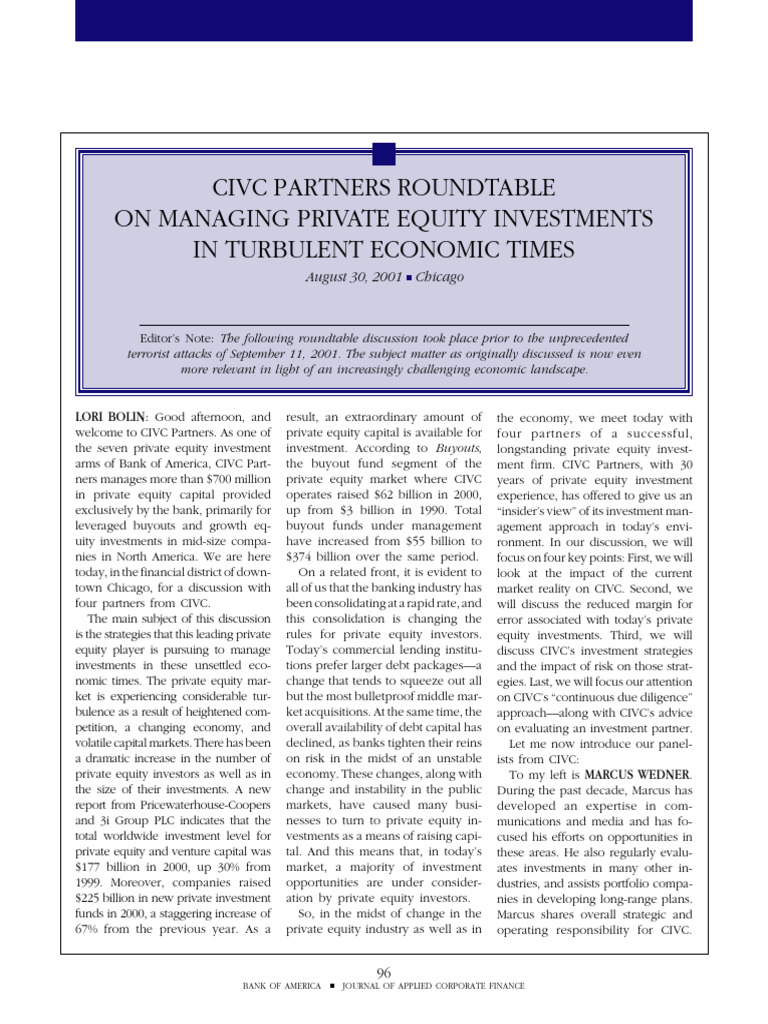 CIVC Partners Roundtable On Managing Private Equity Investments in ...