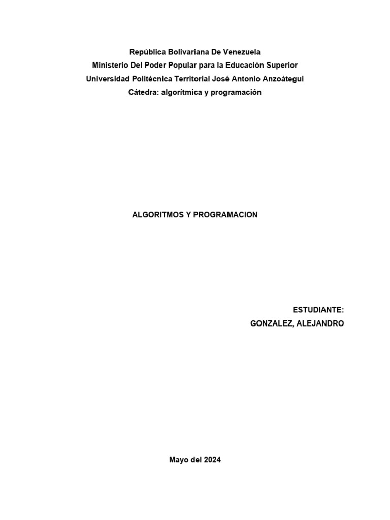 Algoritmo Y Programcion Pdf Algoritmos Lenguaje De Programación 2889