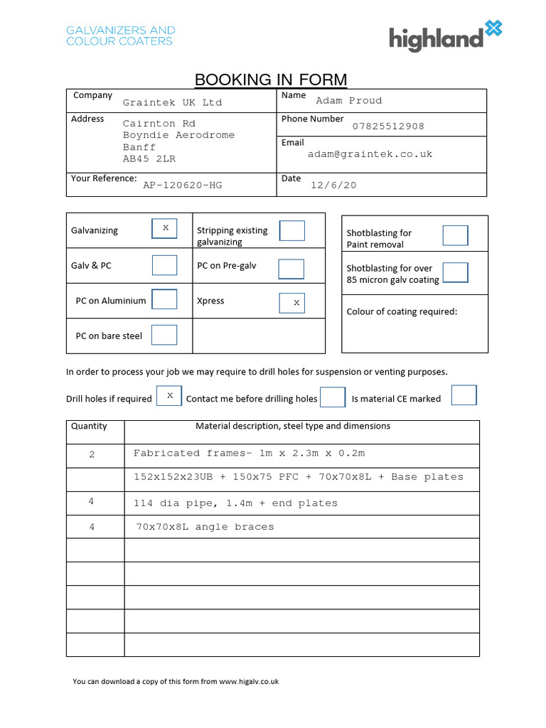 Document Your Material and Booking in Form 2 | PDF | Metals | Secondary ...