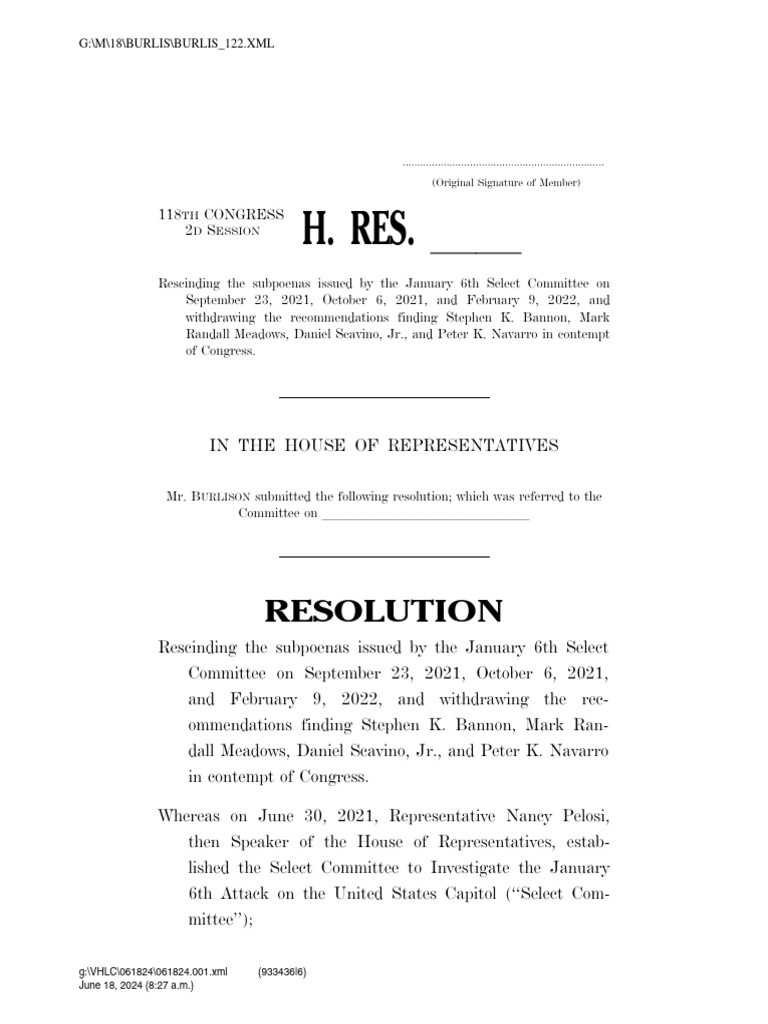 Rep. Eric Burlison Resolution | PDF | Party Leaders Of The United ...
