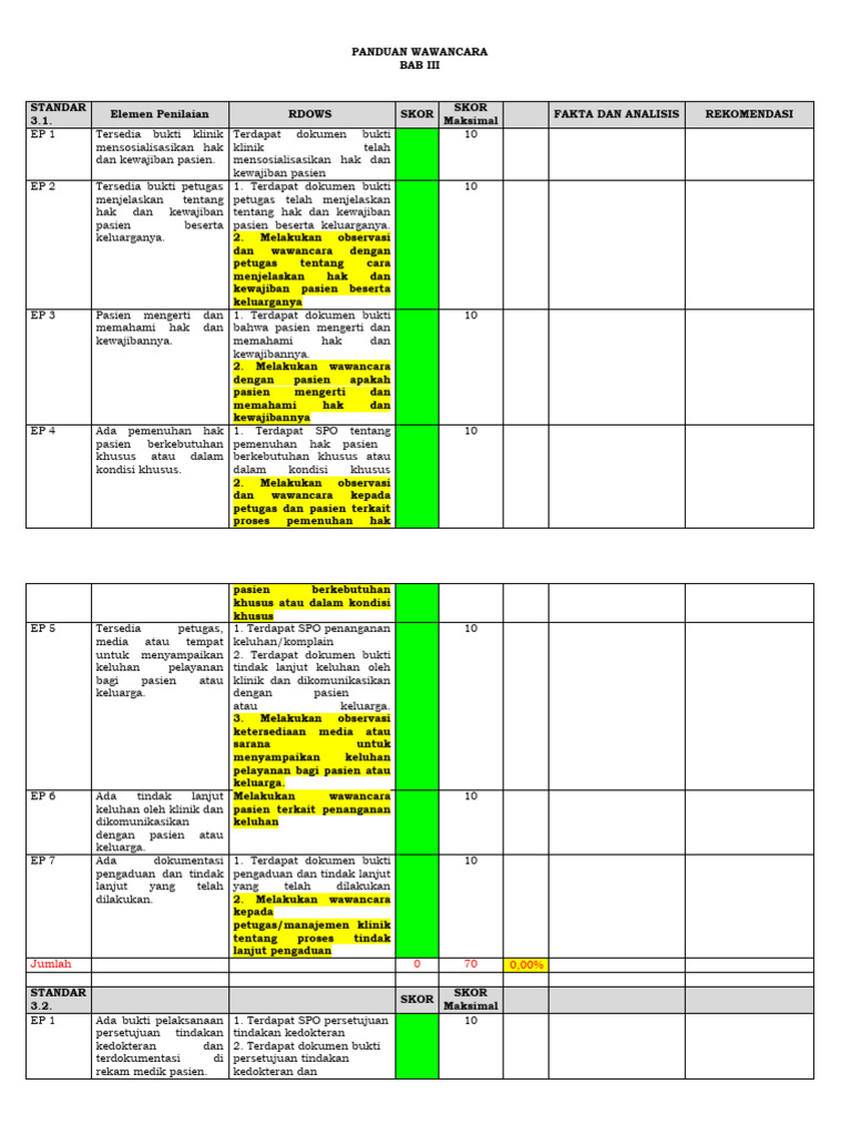 Panduan Wawancara Survei Akreditasi Klinik Bab 3 Pdf