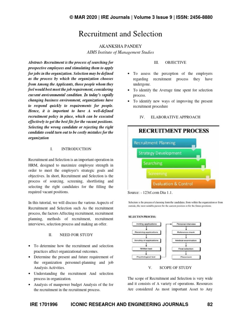 Recruitment and Selection: © MAR 2020 - IRE Journals - Volume 3 Issue 9 ...