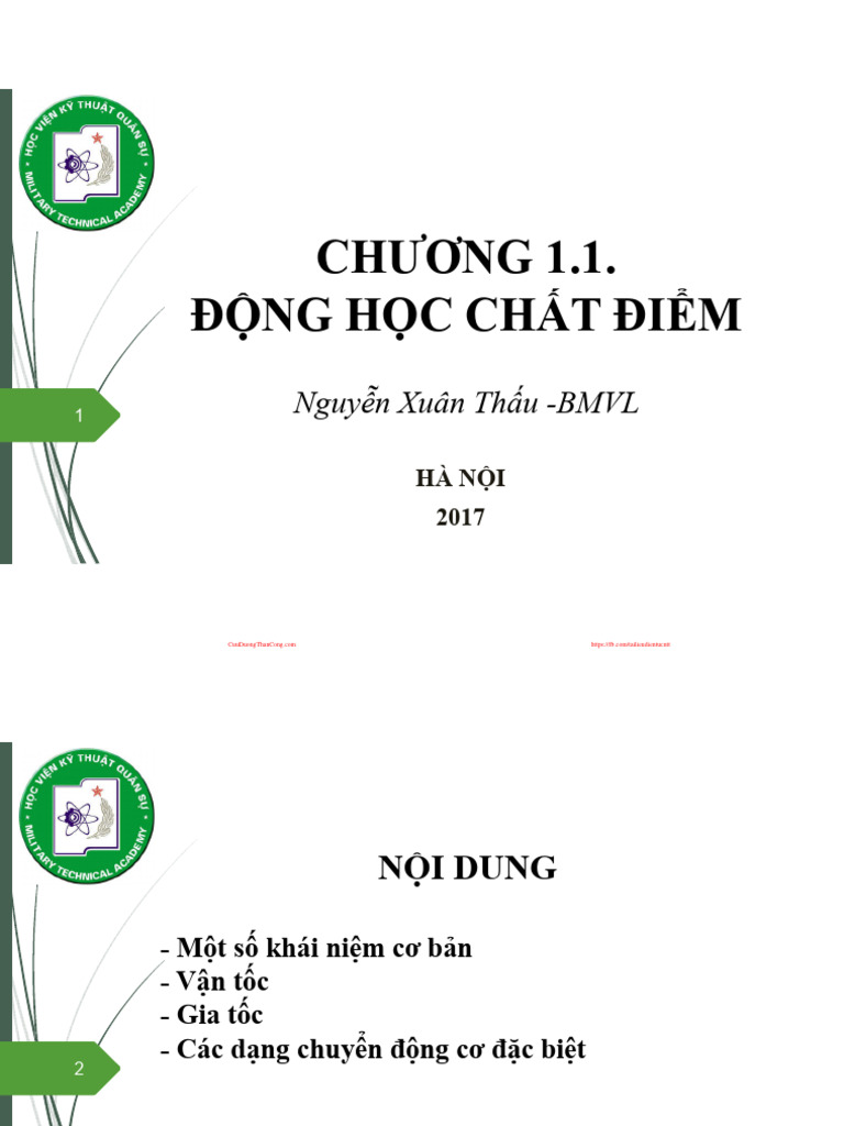 Vat-Ly-1 - Chuong-1.-1.-Dong-Hoc-Chat-Diem - (Cuuduongthancong - Com) | PDF