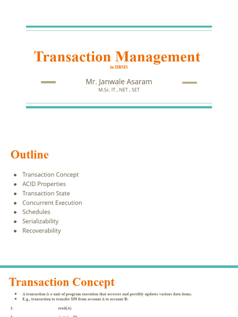 Transaction Management | PDF | Database Transaction | Acid