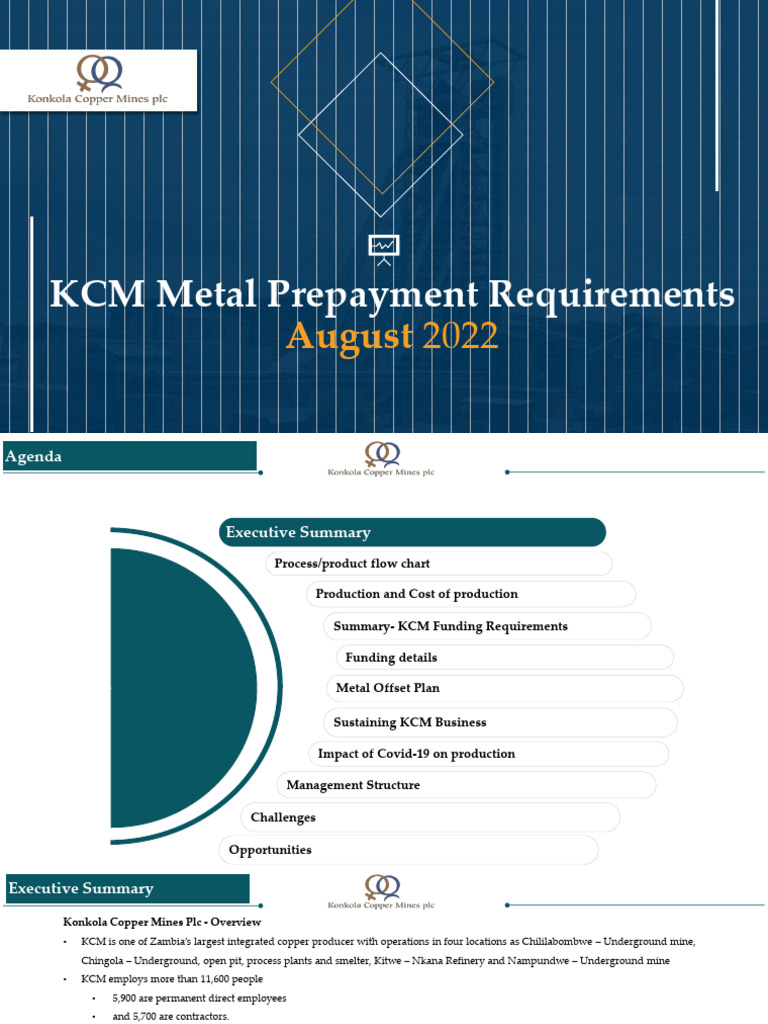 KCM Funding & Prepayment Plan | PDF | Copper | Mining