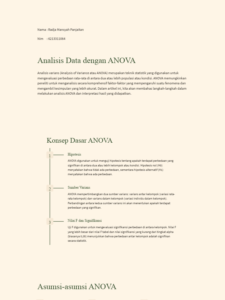 Analisis Data Dengan Anova Radja | PDF | Sains & Matematika