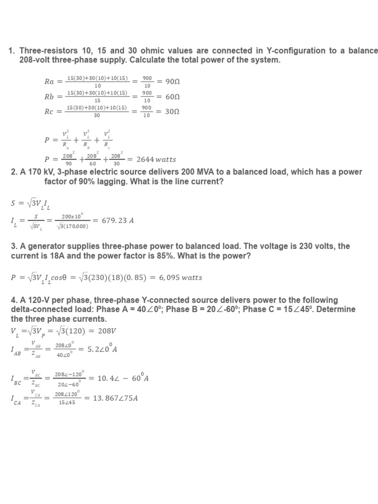 Seat Work_ 3-Phase AC Circuits | Download Free PDF | Quantity | Electric Power