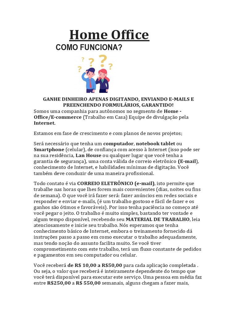 formulario home office | PDF | Internet | Emprego