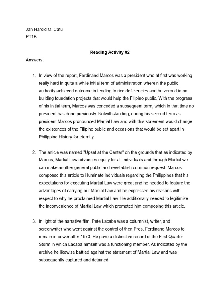 Catu Reading Activity#2 | PDF | History