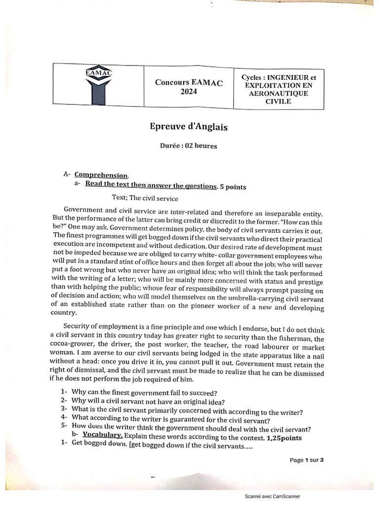 Anglais EAMAC Ingénieur 2024 | PDF